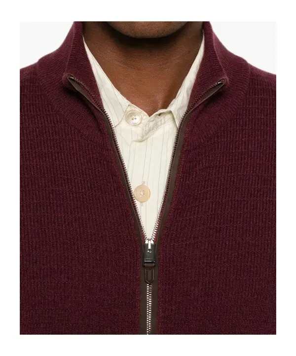 Canali Zip-up Ribbed-knit Sweater