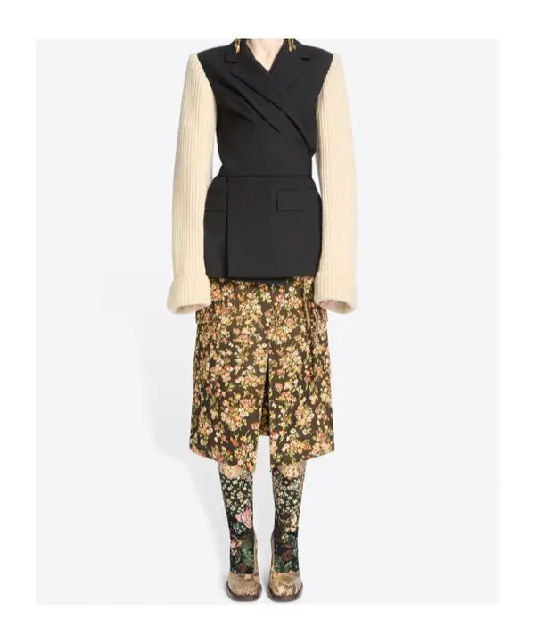 Dries Van Noten Knitted Sleeves Wool Blazer