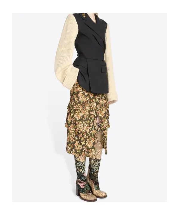Dries Van Noten Knitted Sleeves Wool Blazer