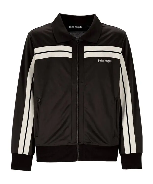 Palm Angels Long-sleeve Zip-up Jacket With Stripe Detail - Black