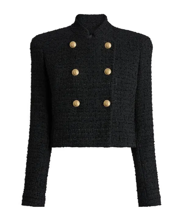 Balmain Tweed Officer Jacket - Black