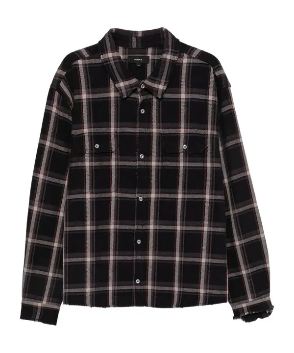 PURPLE BRAND Long-sleeve Plaid Shirt - Dark Blue