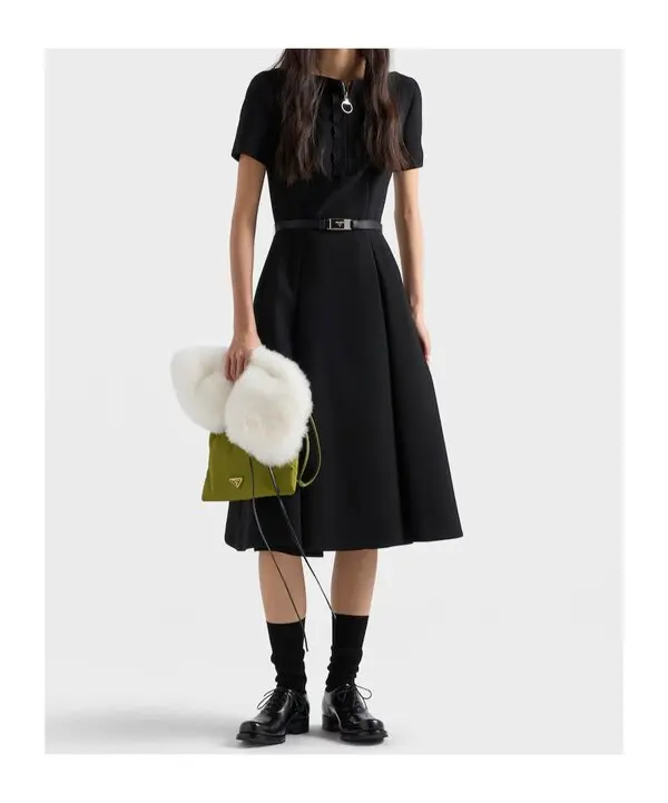 Prada Embroidered Natté-fabric Dress