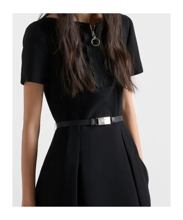 Prada Embroidered Natté-fabric Dress