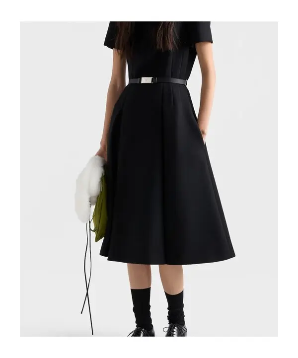 Prada Embroidered Natté-fabric Dress