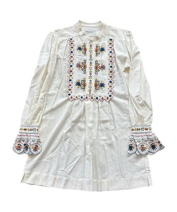 Isabel Marant Étoile Embroidered Long-sleeve Dress - White