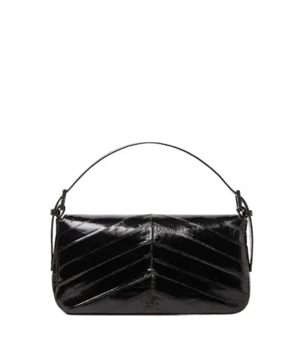 Fendi Baguette 26424 Inlaid Hagfish Leather Bag - Black