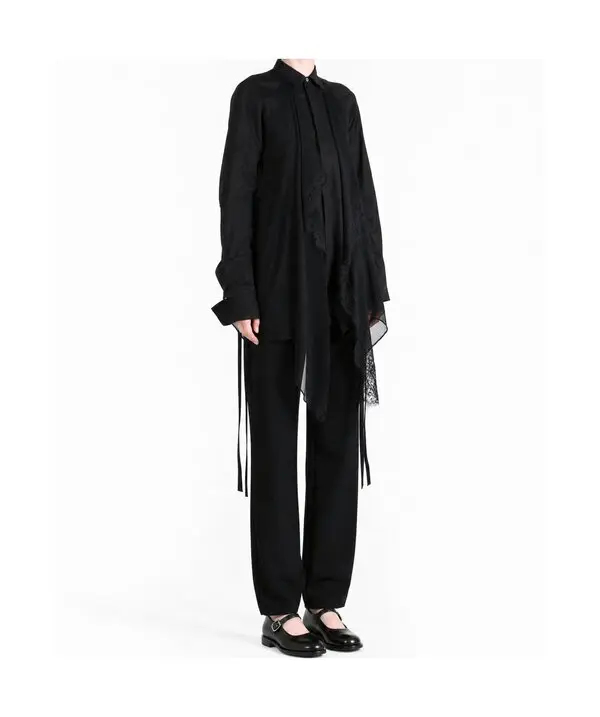 ANN DEMEULEMEESTER Deconstructed Lace Trim Shirt