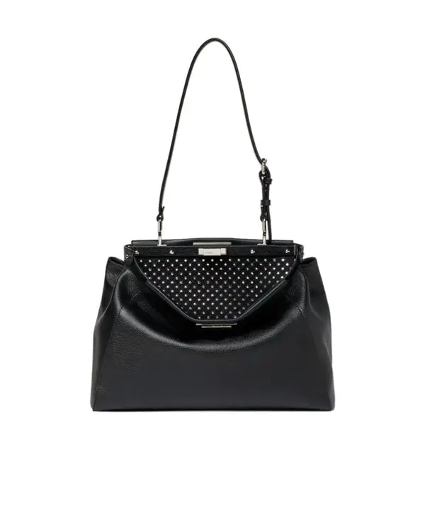 Fendi My Peekaboo Medium Leather Bag Embroidered With Mirrors