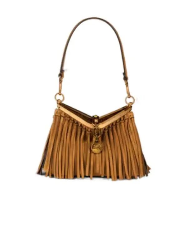Etro Vela Fringed Small Shoulder Bag - Camel