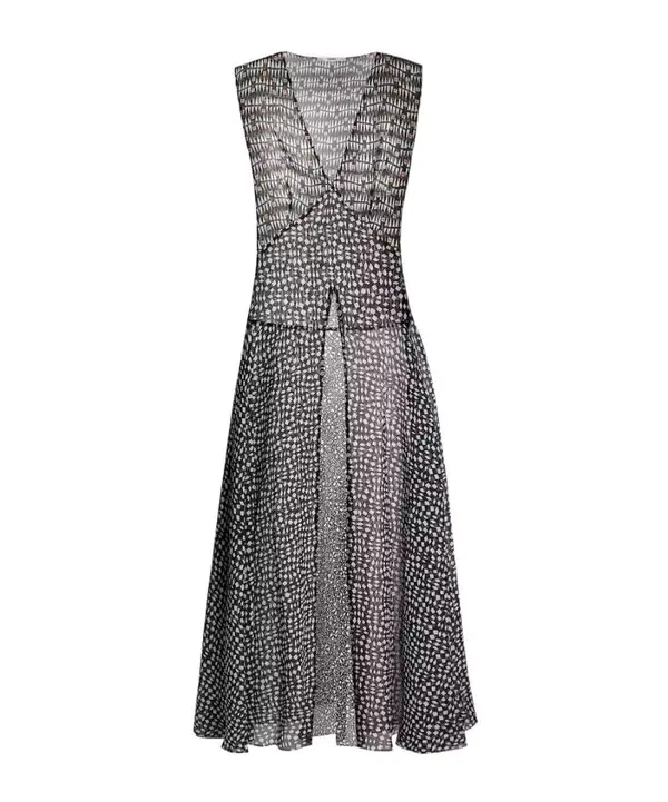 Fendi Sleeveless Printed Georgette Maxi Dress