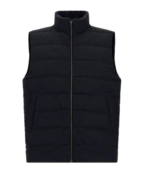 Herno Quilted Zip-up Vest - Navy Blue