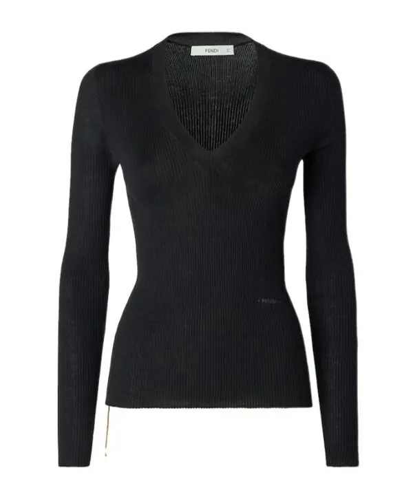 Fendi Wool Ribbed Jumper - Black