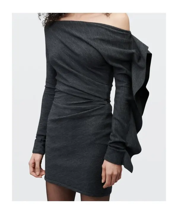 Alexander Wang Asymmetric Drape Long Sleeve Mini Dress