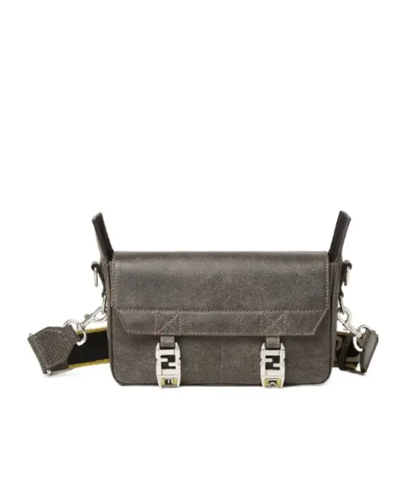 Fendi Flow Small Vintage-effect Leather Bag - Black