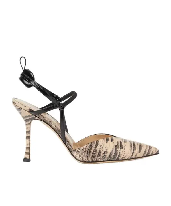 Fendi Very Colibri High-heeled Pink And Black Leather Slingbacks - Pink/black