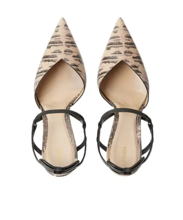 Fendi Very Colibri High-heeled Pink And Black Leather Slingbacks