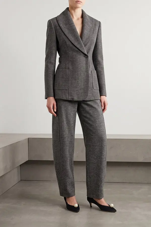 Magda Butrym Herringbone Wool Blend Trousers