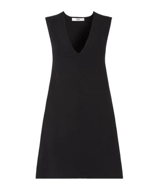 Fendi Wool Piqué Sleeveless Dress - Black