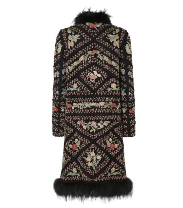 Fendi Embroidered Tulle Coat With Fox Fur Trim