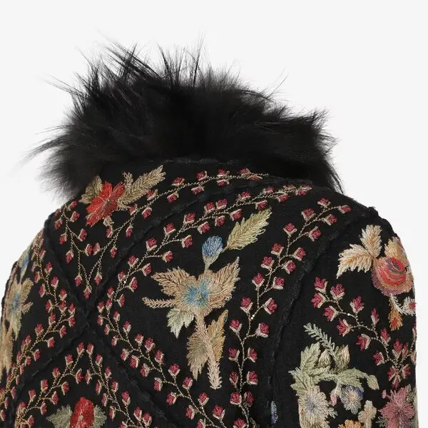 Fendi Embroidered Tulle Coat With Fox Fur Trim