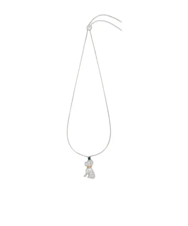 Loewe Dog Necklace In Enamel - Silver/green