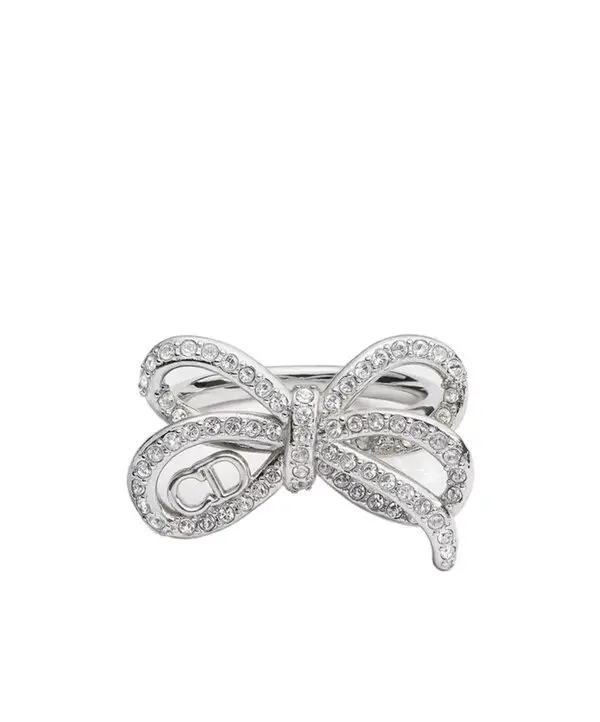 Dior Infinity Bow Ring With Crystals - Gray