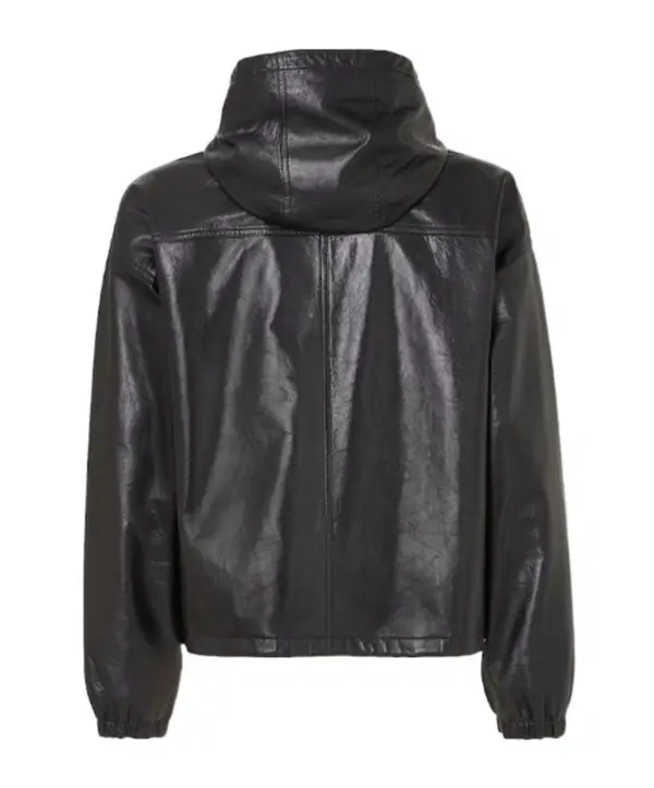 Fendi Nappa Leather Blouson With Drawstring Hood