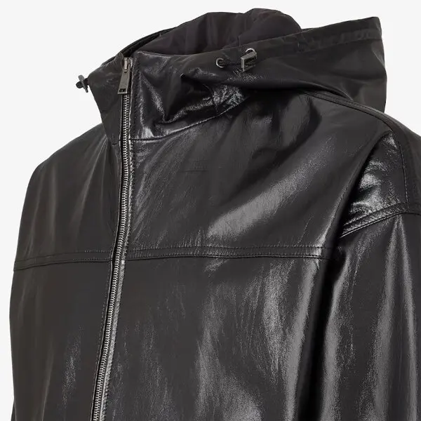 Fendi Nappa Leather Blouson With Drawstring Hood