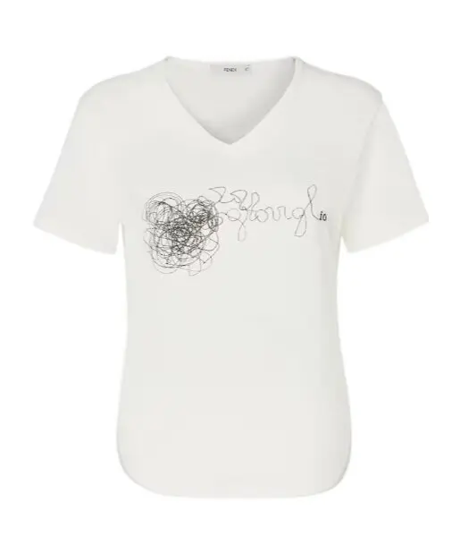 Fendi Ivory Jersey T-shirt With Groviglio Print - White