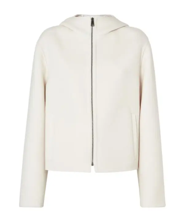 Fendi Jacket Ivory Ff Zucca Wool Blouson - White