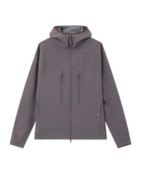Stone Island Oversized-fit Zip-up Hooded Sweatshirt With Zip Pockets - Storm Ash