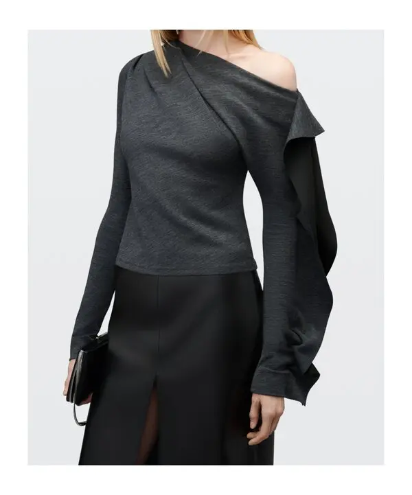 Alexander Wang Asymmetric Drape Long Sleeve Top