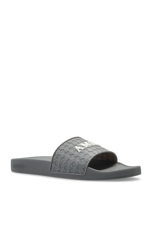 Amiri Logo Pool Slides - Grey