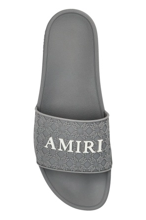 Amiri Logo Pool Slides - Grey