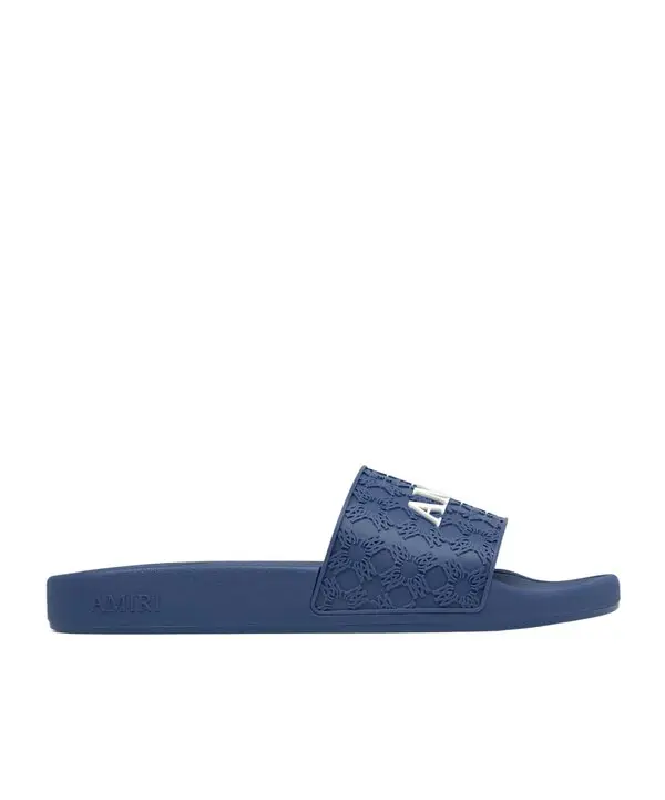 Amiri Logo Pool Slides - Midnight Blue
