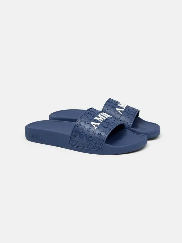 Amiri Logo Pool Slides - Midnight Blue