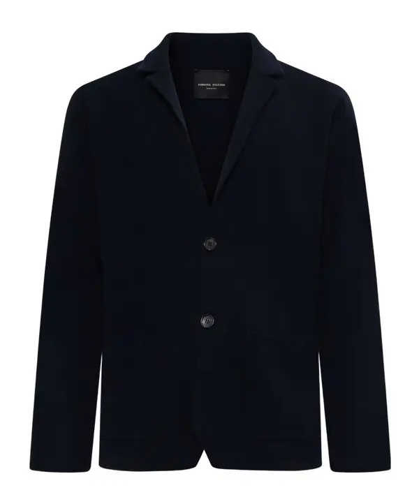 ROBERTO COLLINA Long Sleeved Knitted Blazer - Black