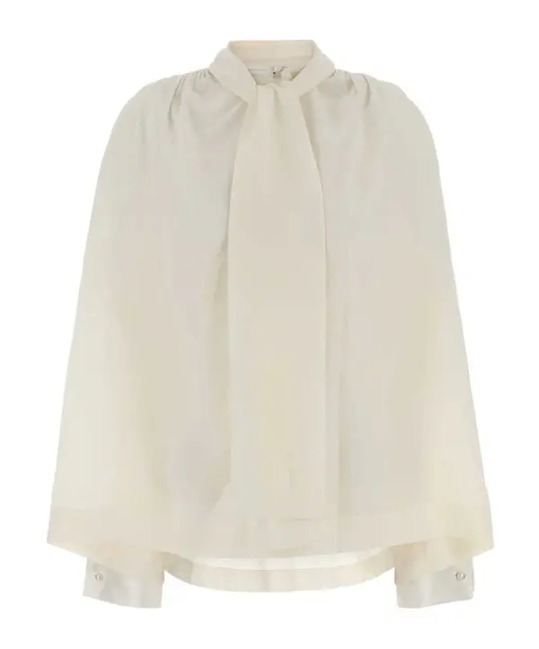 Carven Gathered Scarf Blouse - Light Ivory