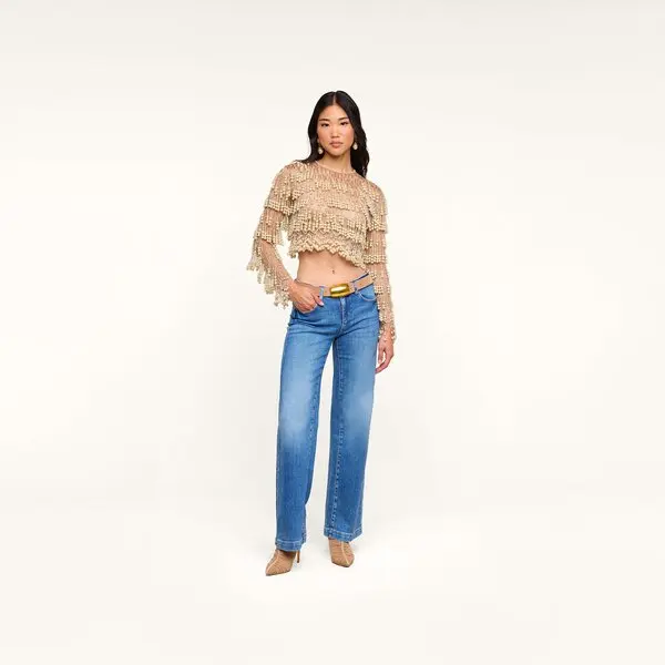 L'AGENCE Rogan Embellished Cropped Top