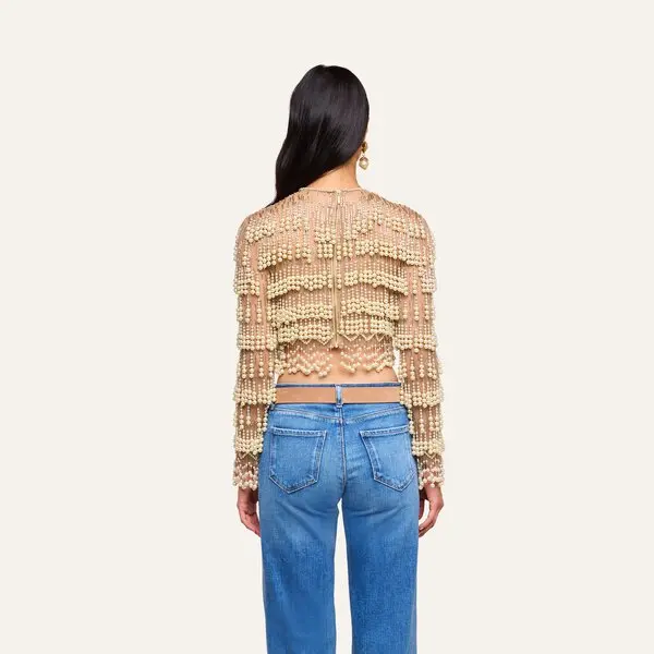 L'AGENCE Rogan Embellished Cropped Top