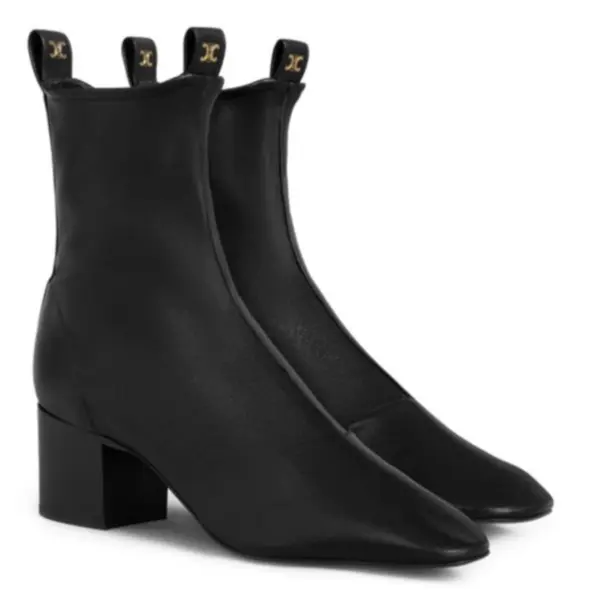Celine Cheri Zipped Boot In Stretch Lambskin - Black