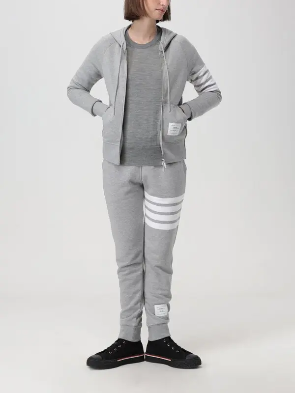 Thom Browne Zipped Cotton Hoodie - Grey