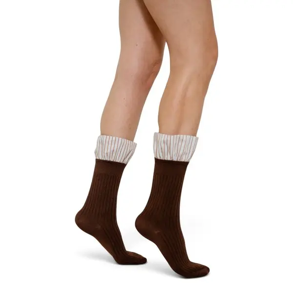 HIGH HEEL JUNGLE BY KATHRYN EISMAN Lauren Pinstripe Cuff Socks