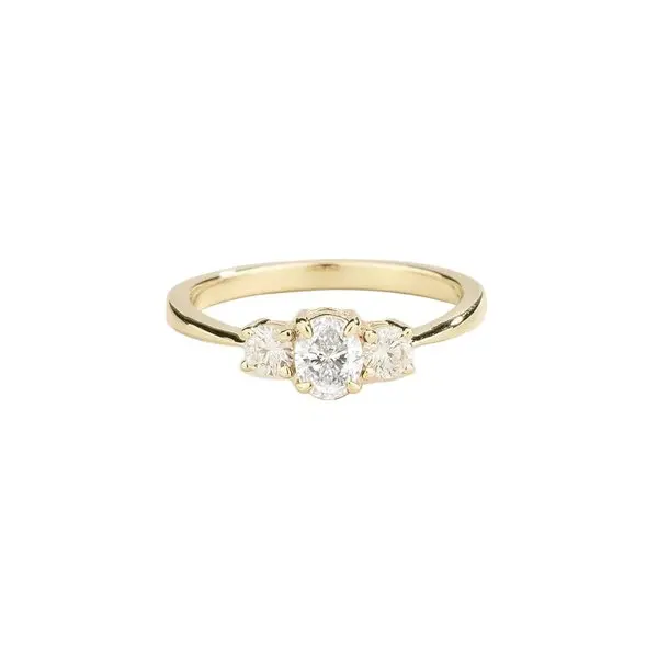 JUVETTI  White / Silver Boble Diamond Oval Three-stone Ring In White Gold