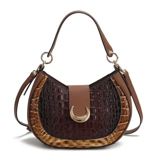 MKF COLLECTION - J'OMOR Jain Croc-embossed Shoulder Bag Cognac