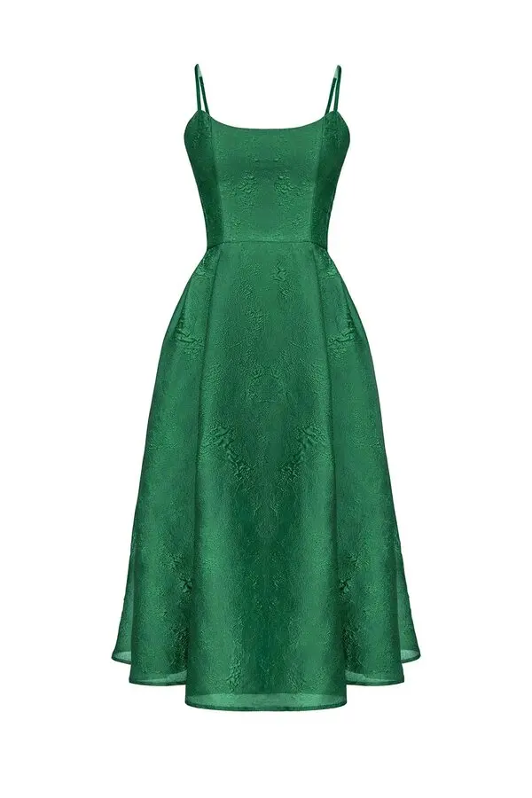 POST MERIDIEM Jacquard Fitted Corset Bustier Dress