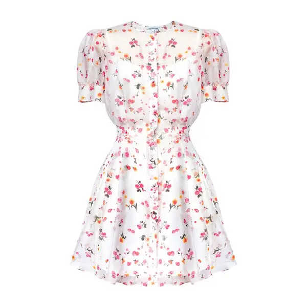 POST MERIDIEM Chiffon Mini Dress With Buttons