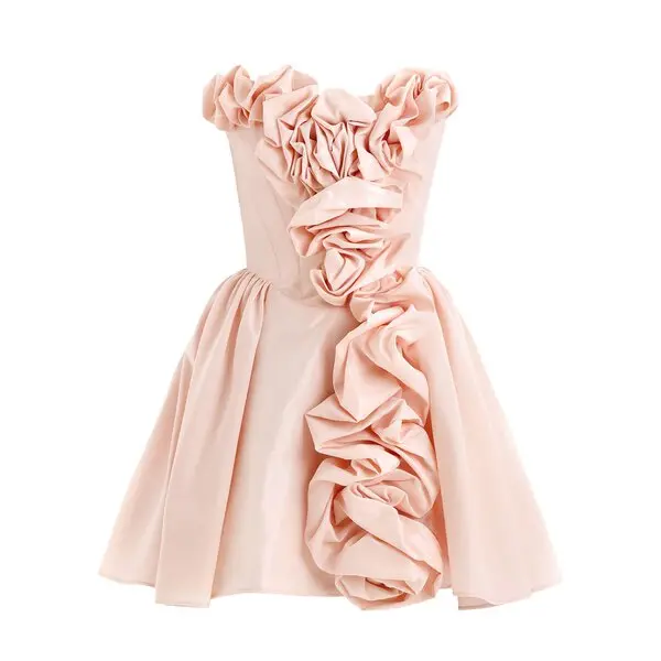 POST MERIDIEM Coral Mini Dress With Corset And Gathering