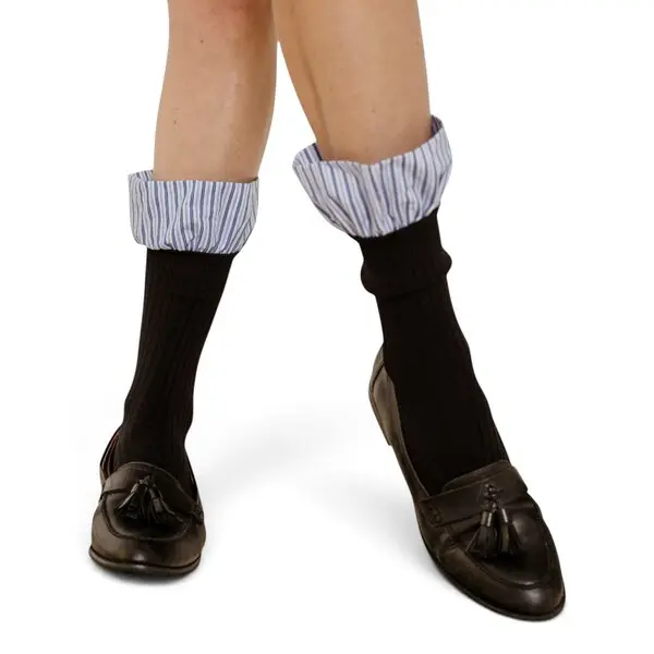 HIGH HEEL JUNGLE BY KATHRYN EISMAN Lauren Pinstripe Cuff Socks
